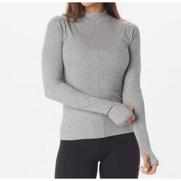 Glyder | Tops | New Glyder Ruby Mock Neck Long Sleeve Top In Silver Fog ...